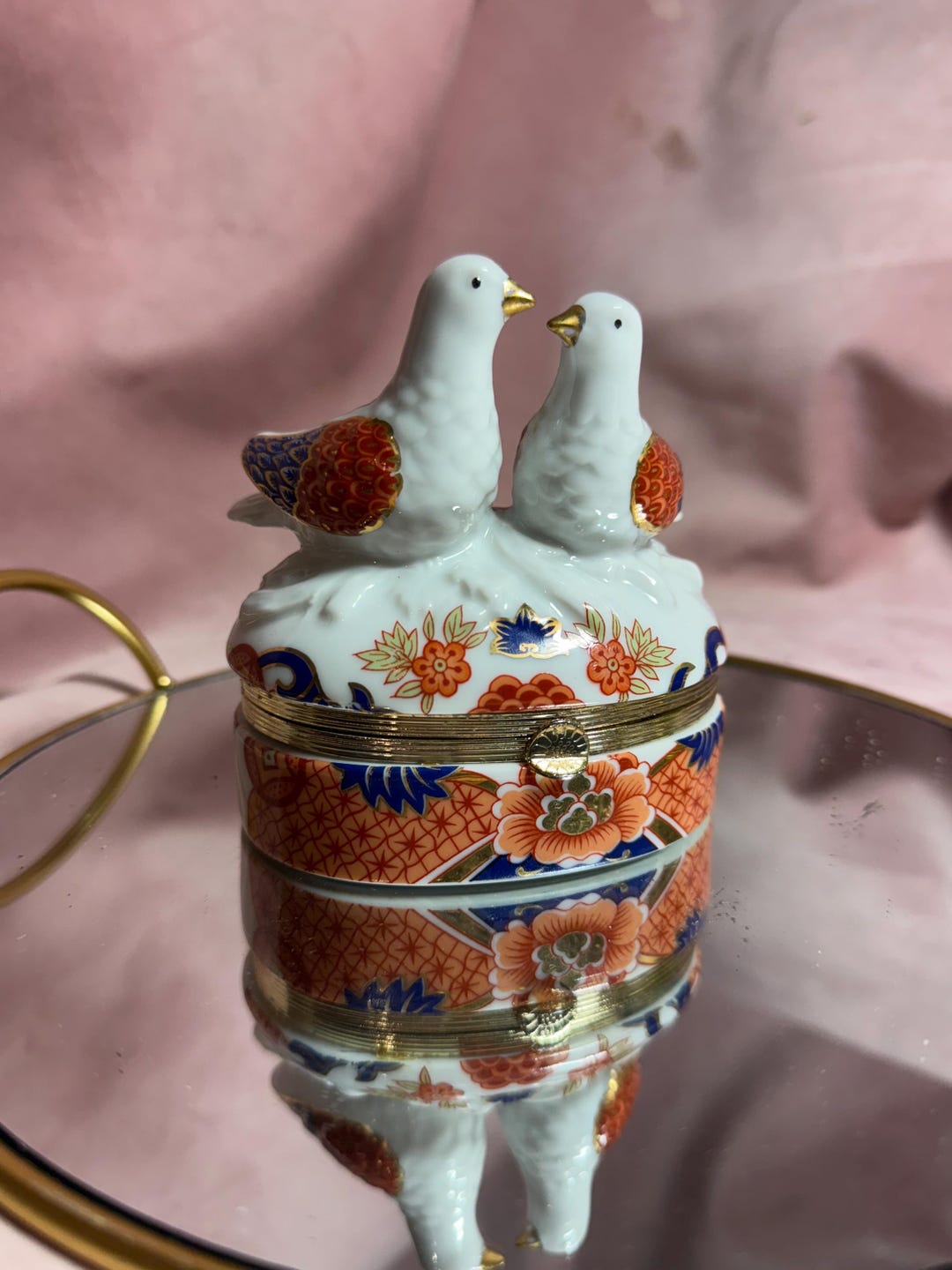 Vintage Unique Trinket Box With Two Pigeons by Japan. - Etsy