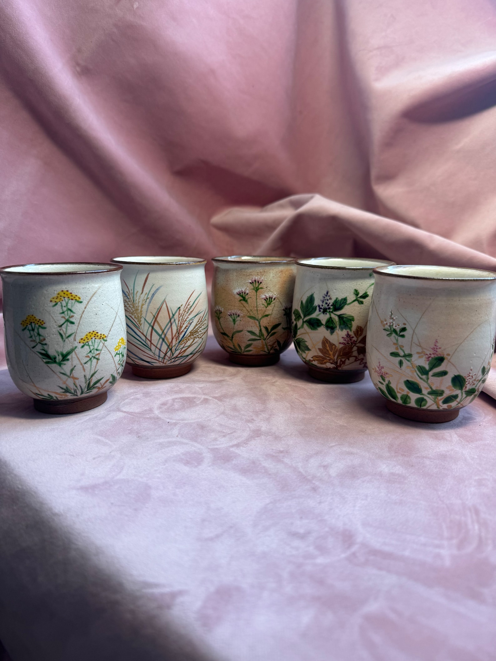 Vintage Beautiful Set of 6 Vintage Japanese Ceramic Cups,hand Painted ...