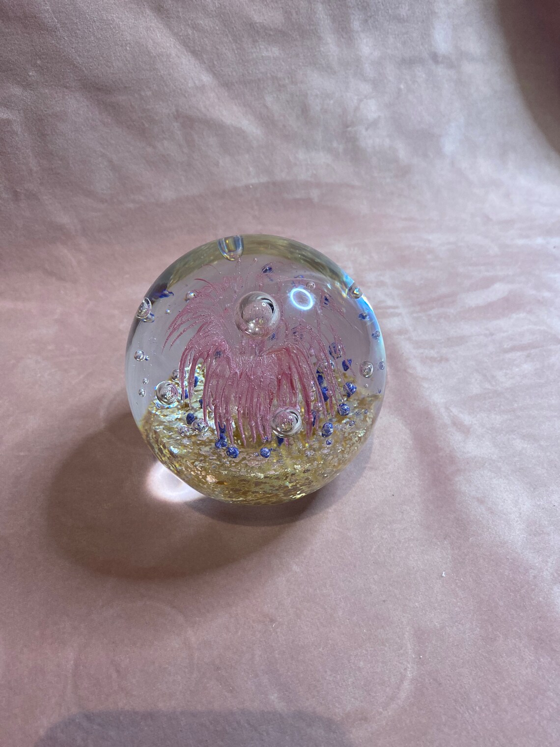Beautiful Glass Paperweight With Pink Fountain Inside. - Etsy