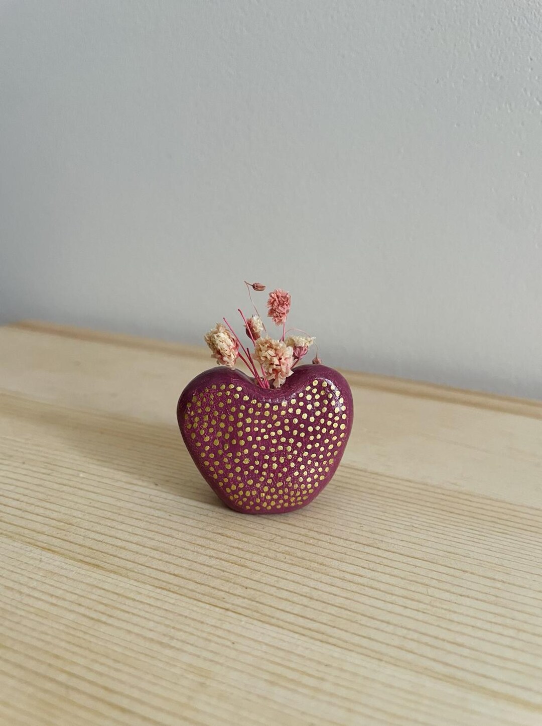 Mini Heart Vase, Handmade Clay Miniature Vase, Mini Heart Pottery, Mini ...