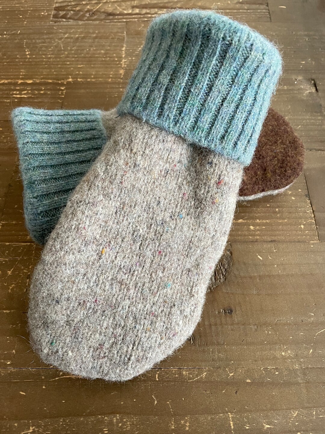 Extra Large Upcycled Felted Wool Sweater Mittens, Repurposed Wool, Mens ...