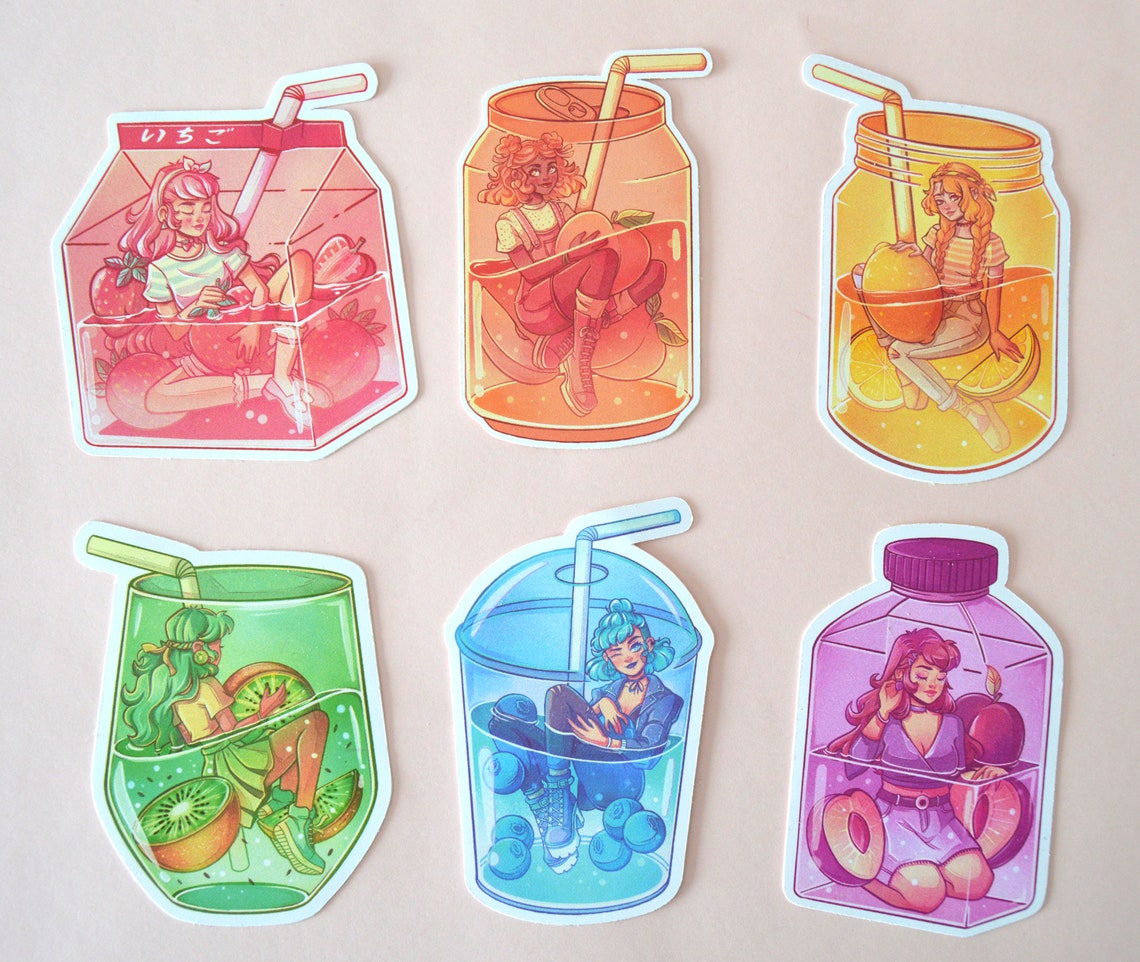 Drink Flavors Stickers Matte White Vinyl Stickers - Etsy