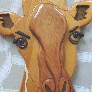 Giraffe Head Intarsia Wall Decor Wooden Wall Hanging by H.M. Steele - Etsy