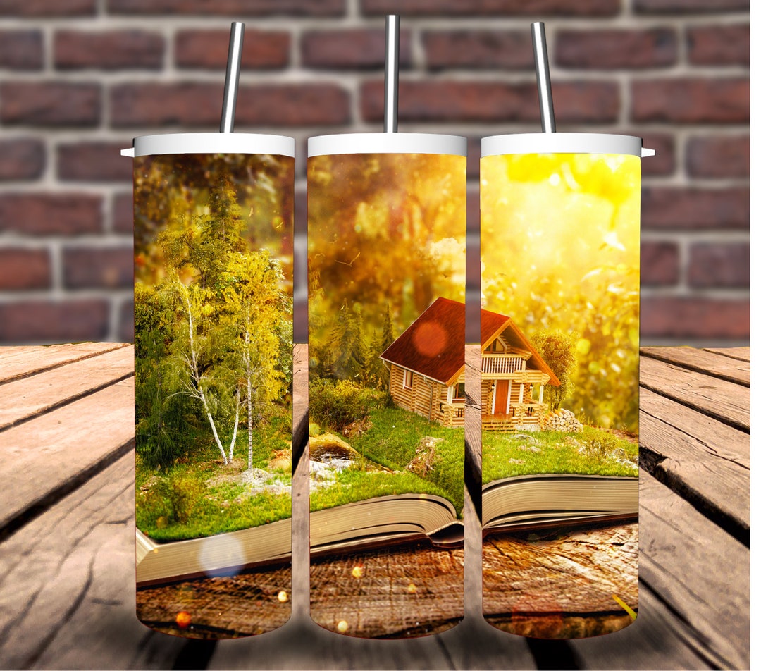 Cottage With Book, Whimsical Land, 20 Oz. Hot or Cold - Etsy