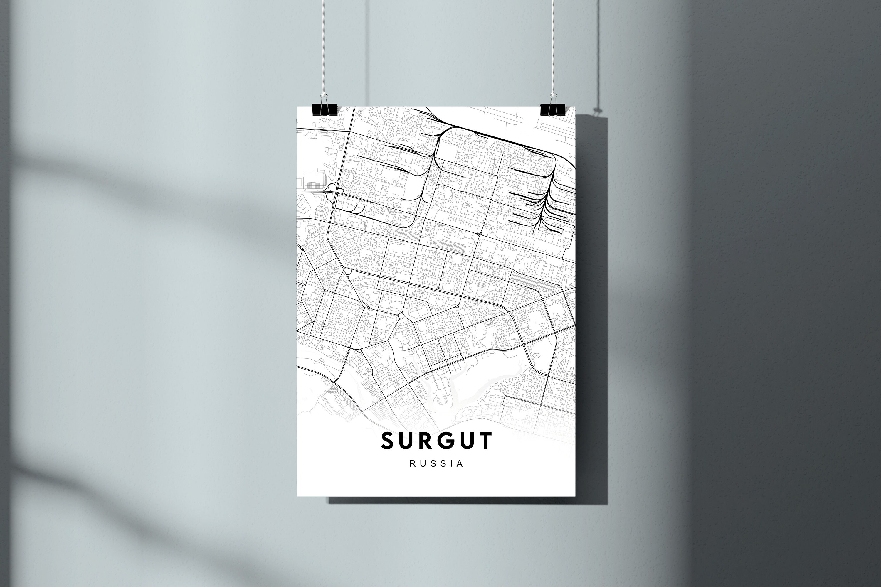 Surgut City Map Map Download Printable Map Map Artwork | Etsy