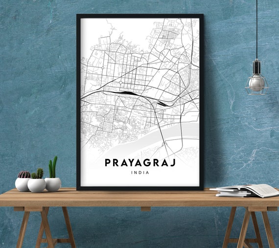 Prayagraj Map Print Map Gift Map Wall Art Map Art Map | Etsy