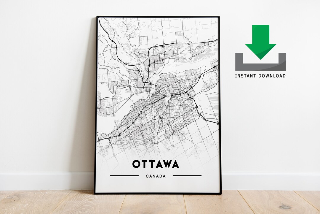 Ottawa City Map Print Map Download Map Wall Art Map Art - Etsy