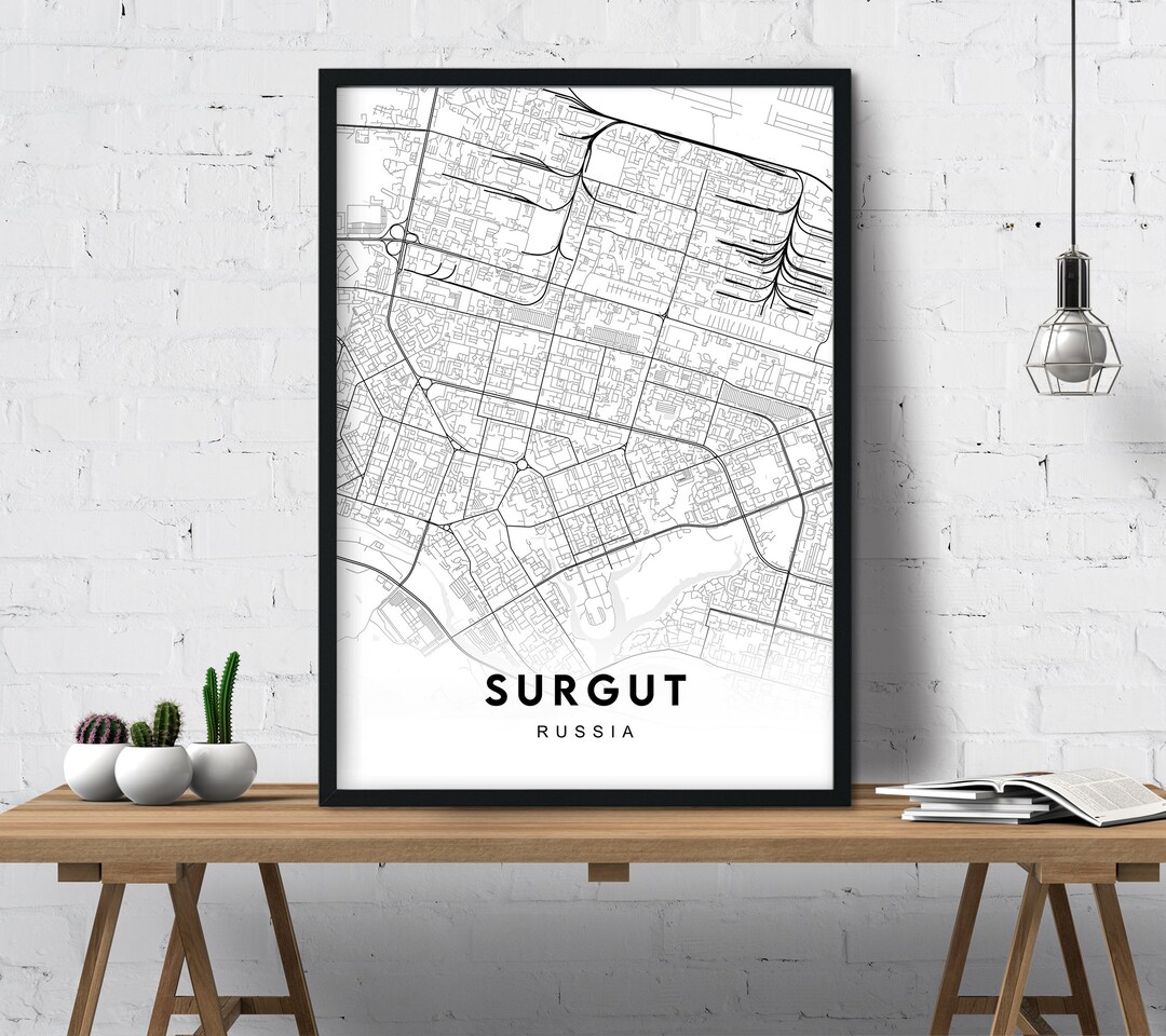 Surgut City Map Map Download Printable Map Map Artwork - Etsy