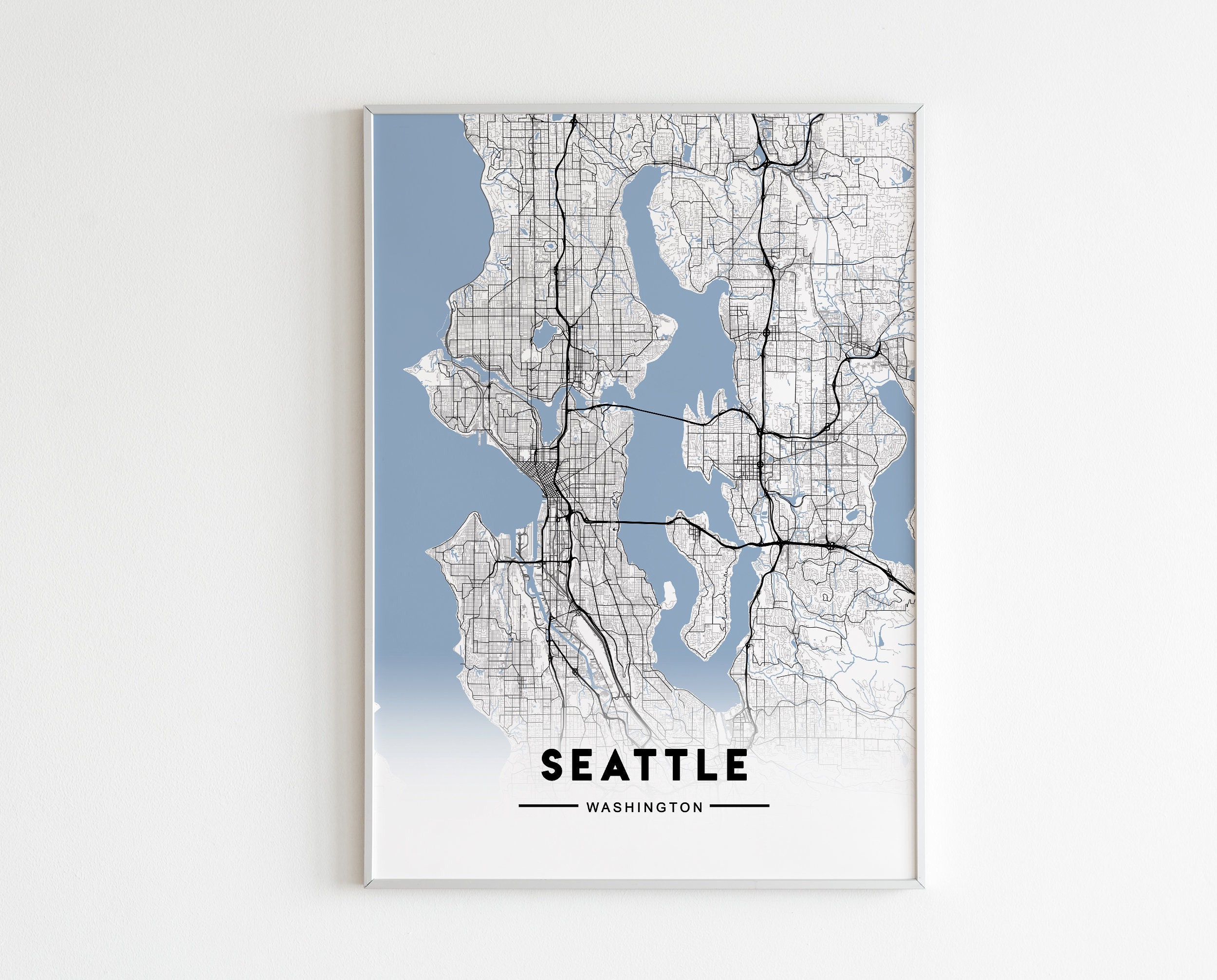 Seattle City Map Map Download Map Wall Art Map Art Map | Etsy