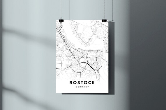Rostock City Map Map Download Printable Map Map Artwork | Etsy