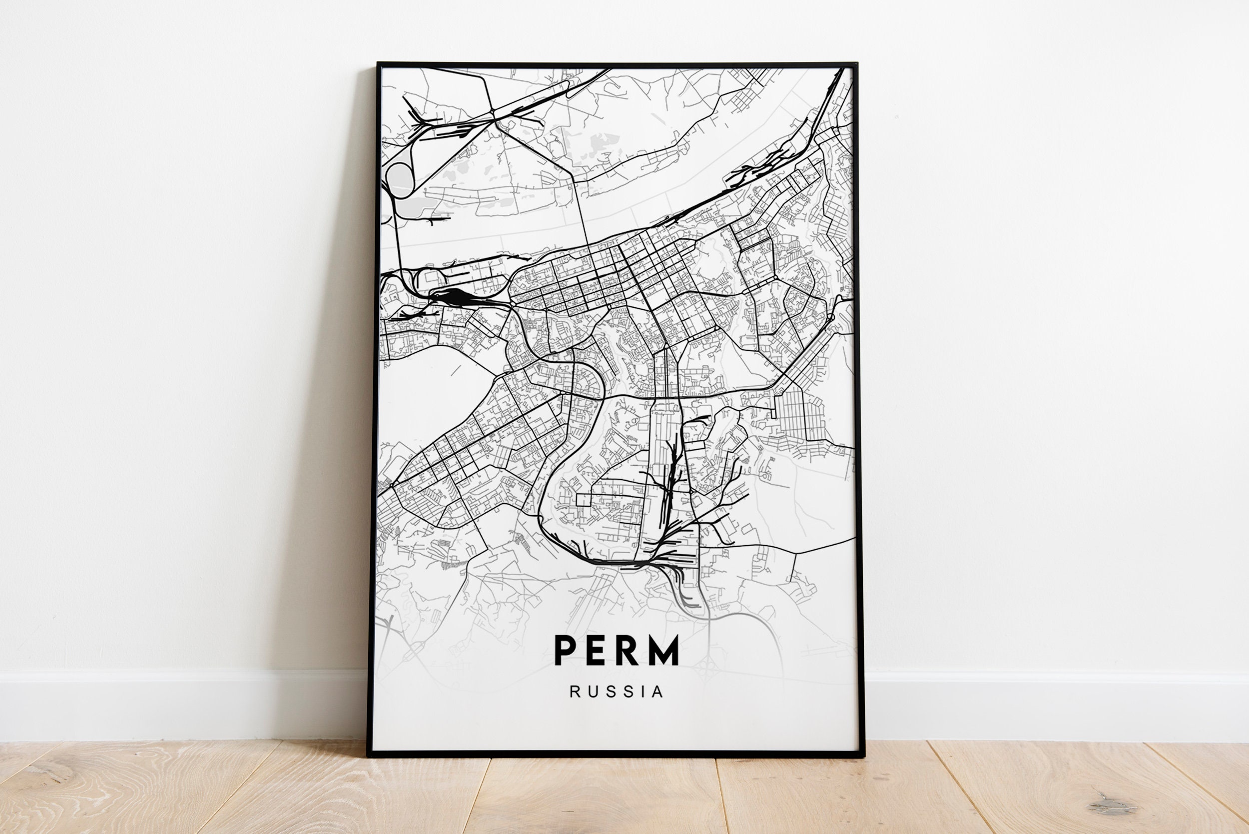 Perm Map Print Map Gift Map Wall Art Map Art Map | Etsy