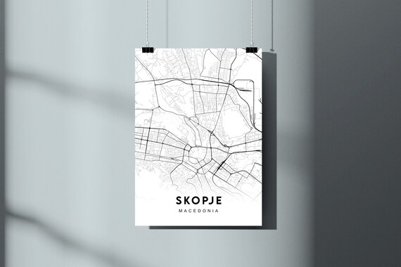 Skopje City Map Map Download Printable Map Map Artwork | Etsy