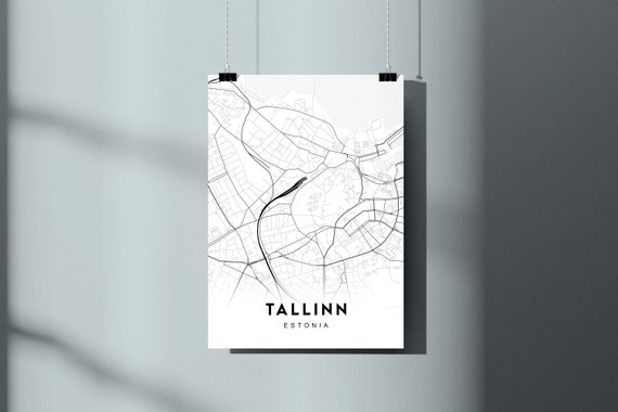 Tallinn City Map Map Download Printable Map Map Artwork | Etsy