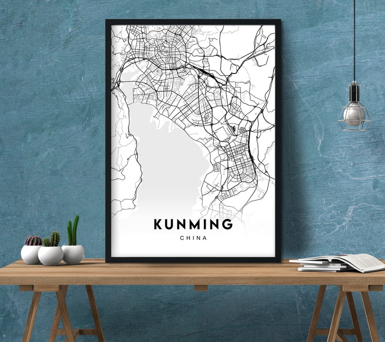 Kunming Map Print Map Gift Map Wall Art Map Art Map | Etsy