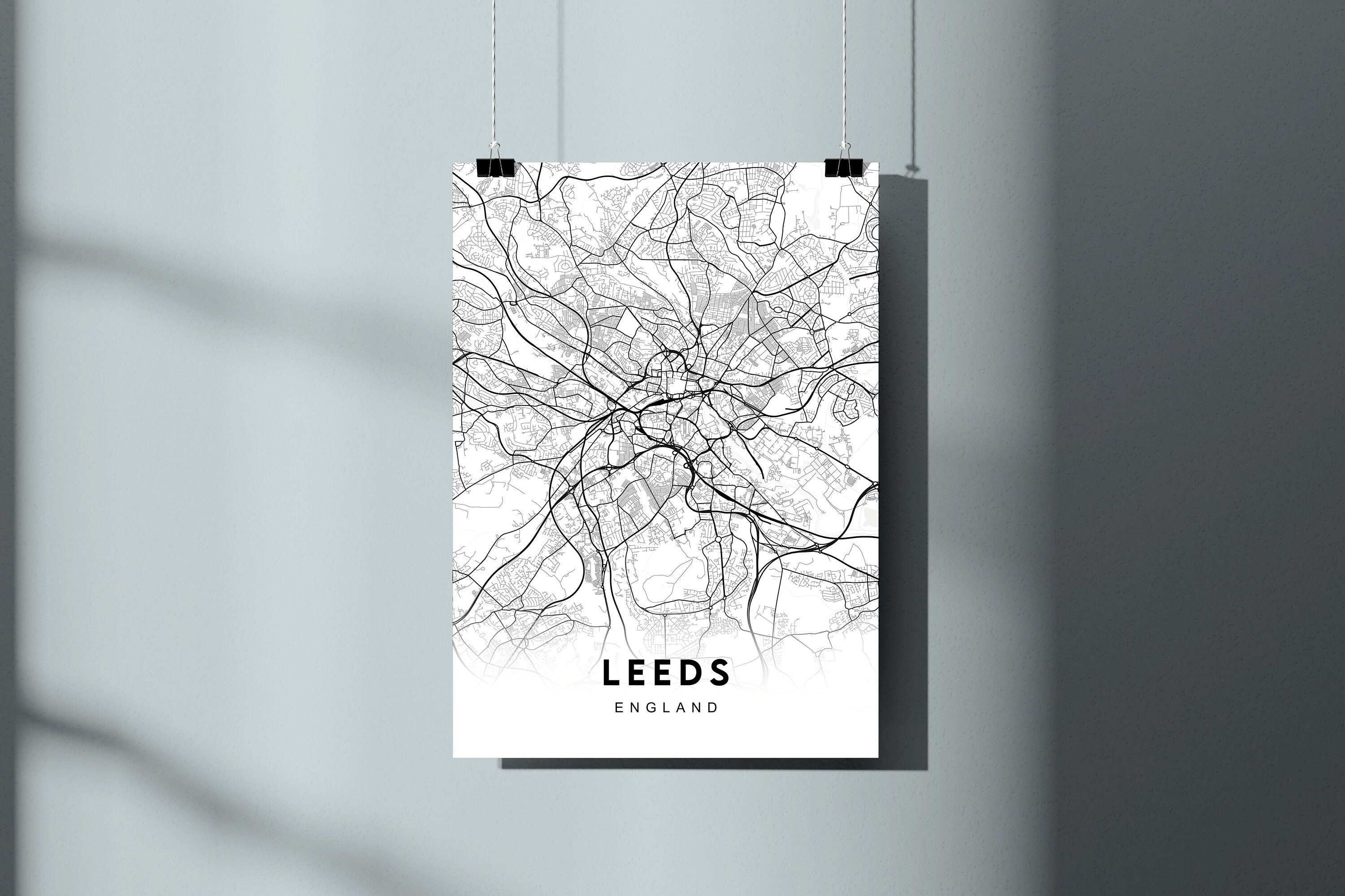 Leeds City Map Map Download Printable Map Map Artwork | Etsy