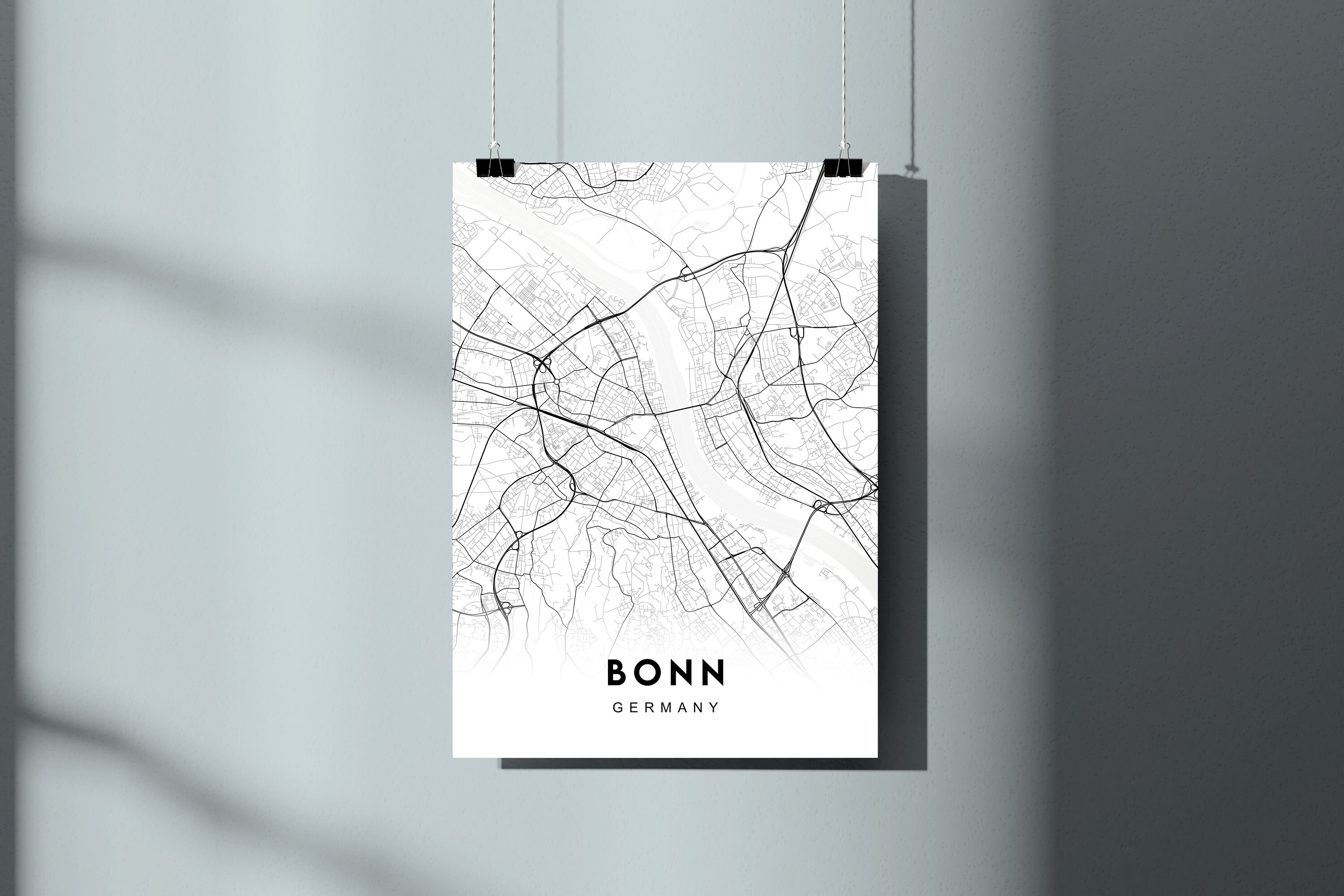 Bonn City Map Map Download Printable Map Art Map Artwork | Etsy