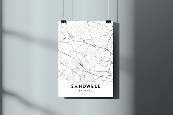 Sandwell City Map Map Download Printable Map Map Artwork | Etsy