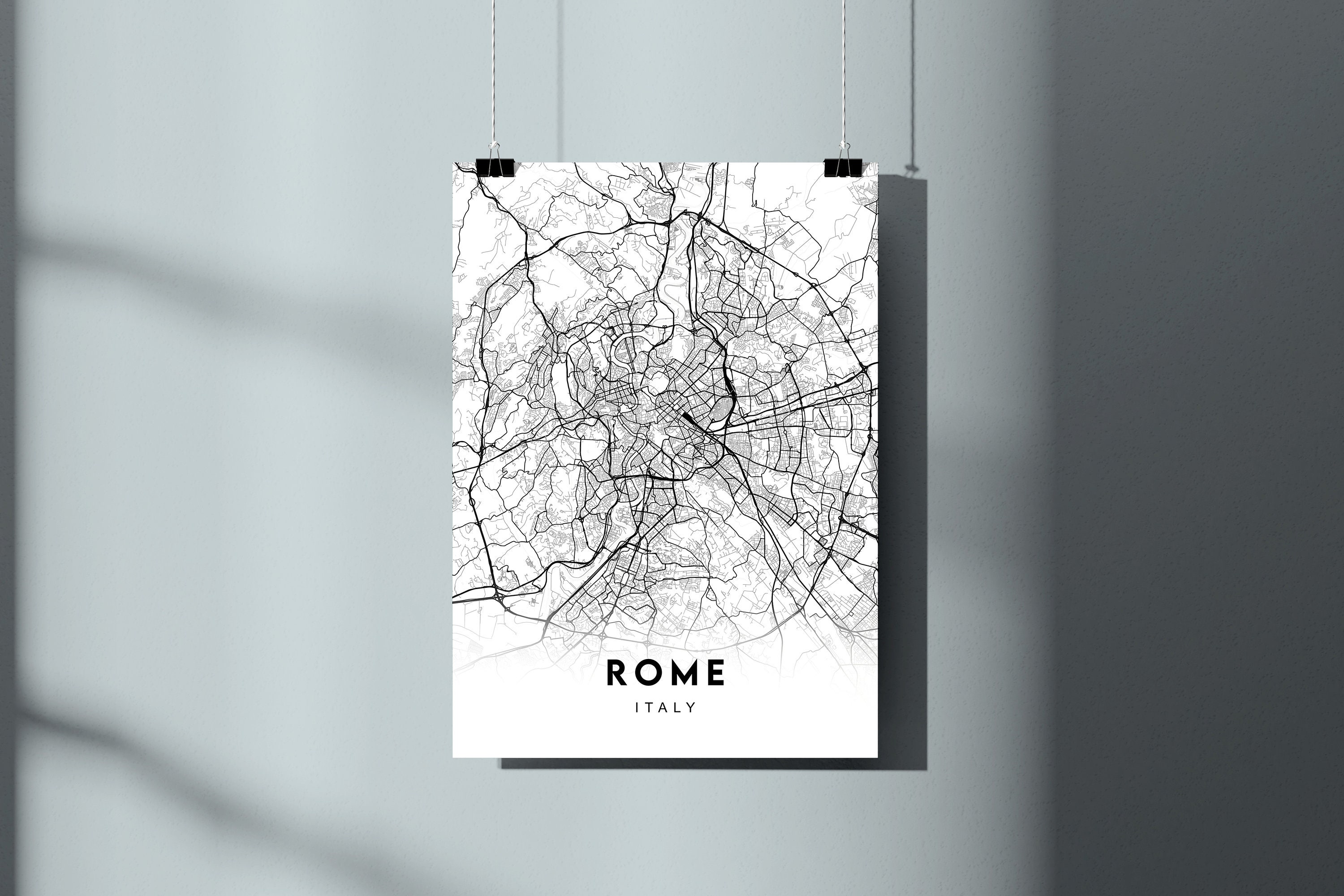 Rom Stadtplan Landkarte Download Druckbare Karte Karte | Etsy