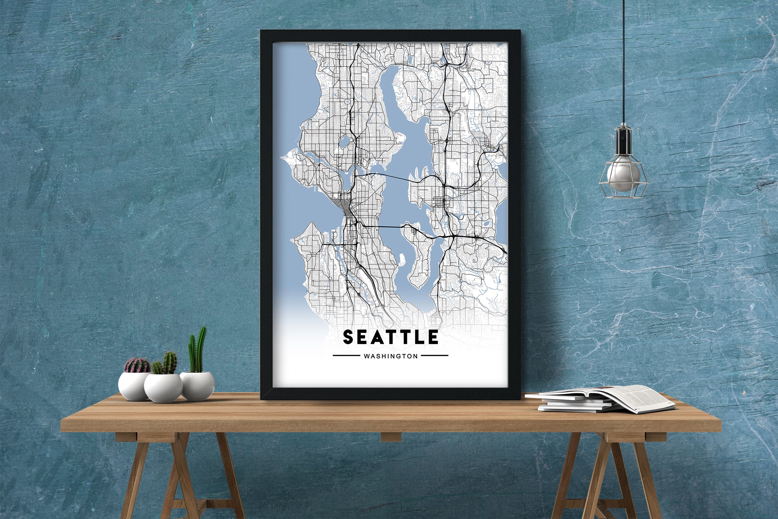 Seattle City Map Map Download Map Wall Art Map Art Map | Etsy