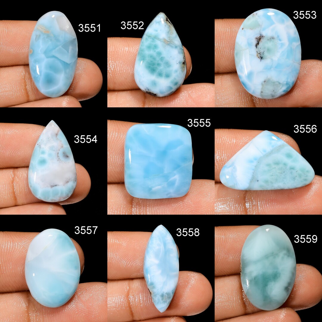 Natural Larimar Gemstone, Blue Sky Larimar Cabochon Crystal, Pectolite ...
