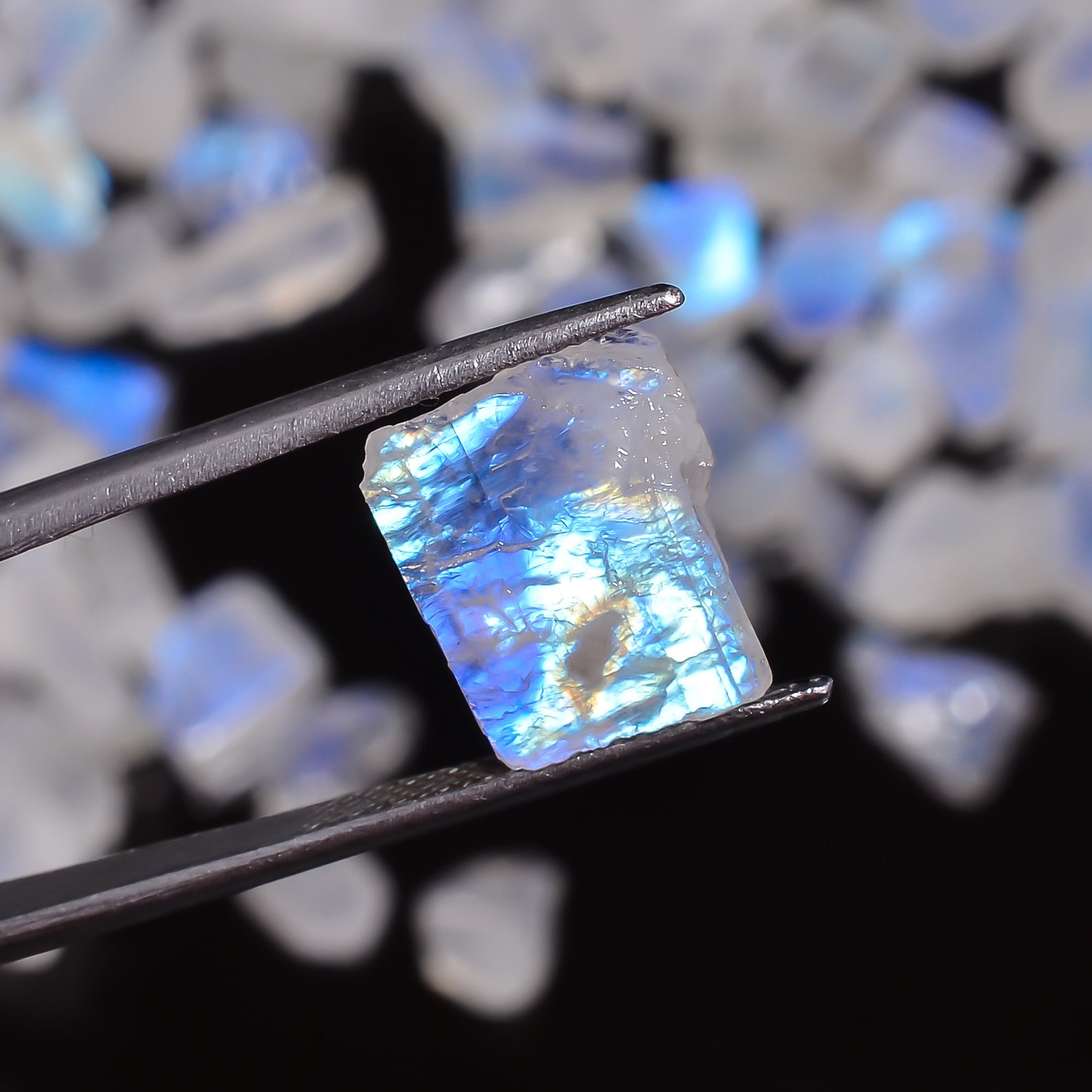 Blue Moonstone Raw Gemstone Natural Fire Flashy Rainbow - Etsy