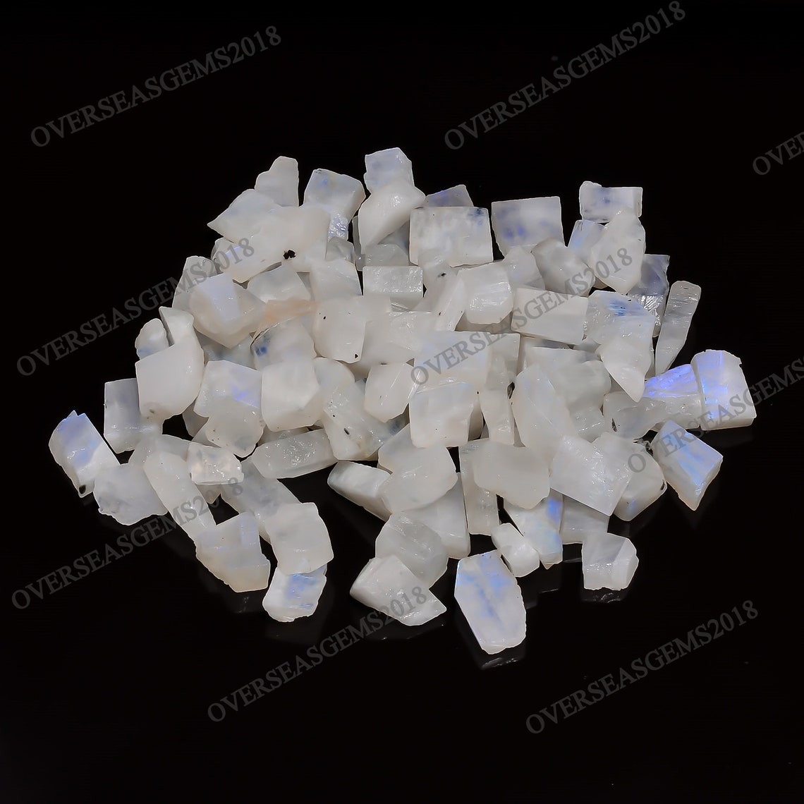 Natural Blue Moonstone Raw Gemstone Lot, Rainbow Moonstone Loose Chips ...