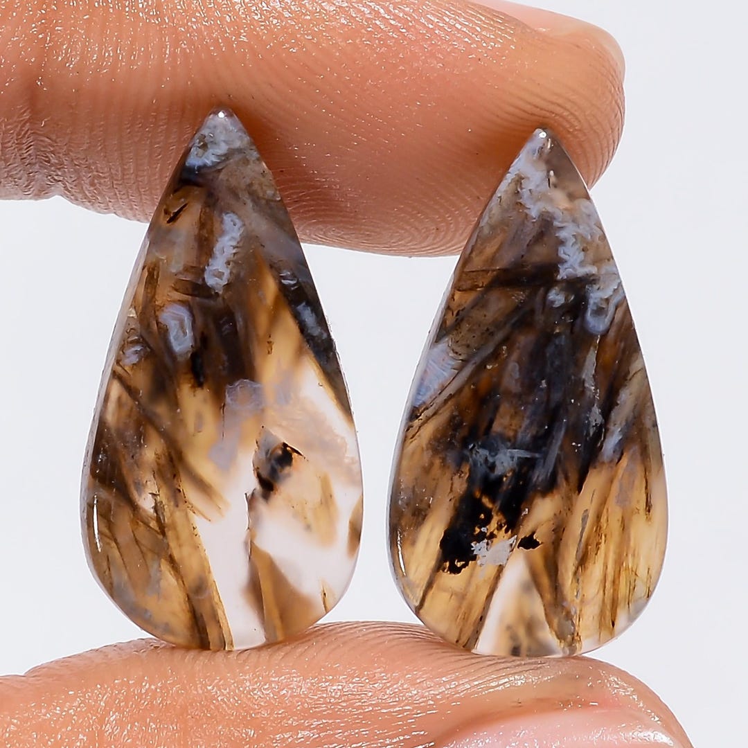 Turkish Stick Agate Gemstone Pair, Natural Turkish Stick Agate, Pear ...