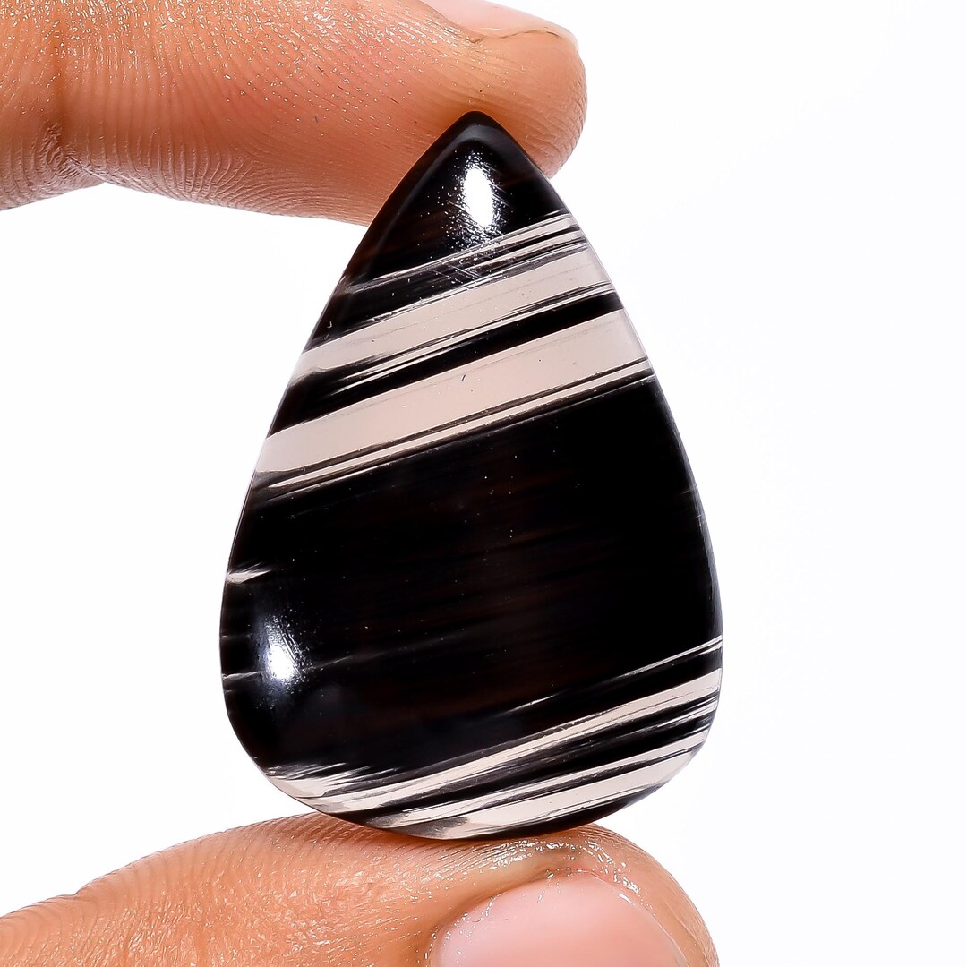 Natural Midnight Lace Obsidian Gemstone, Midnight Lace Cabochon, Loose ...