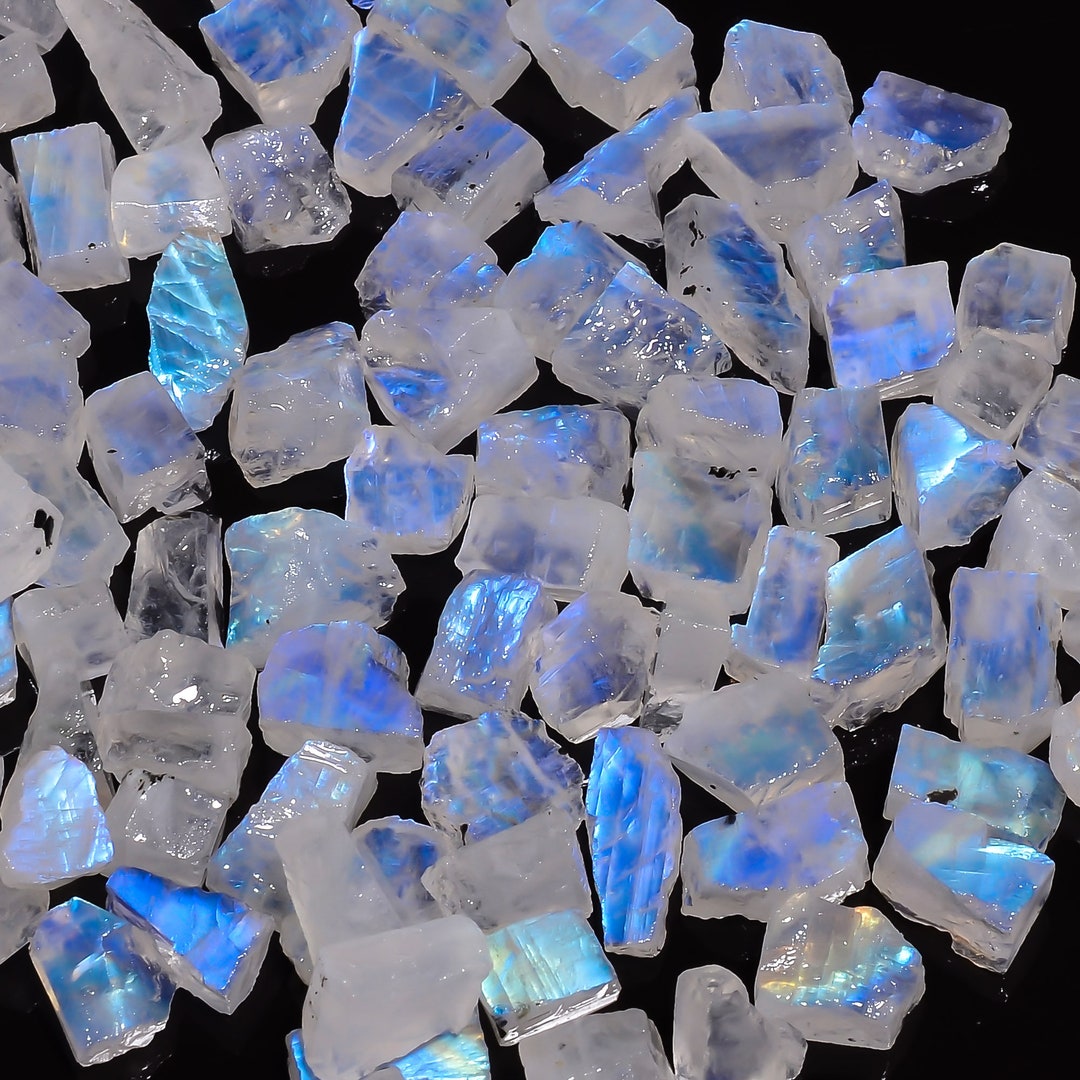 Blue Moonstone Raw Gemstone, Natural Fire Flashy Rainbow Moonstone ...