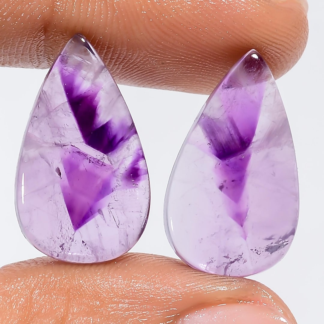 Trapiche Amethyst Gemstone Pair, Chevron Amethyst Pair, Loose Pear ...