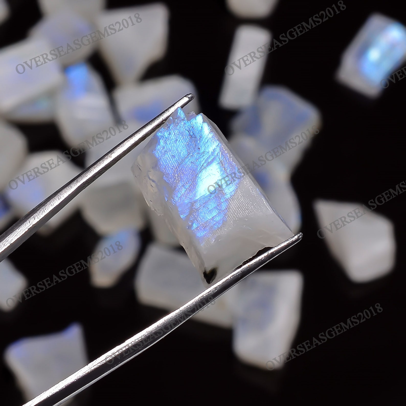 Natural Blue Moonstone Raw Gemstone Lot, Rainbow Moonstone Loose Chips ...