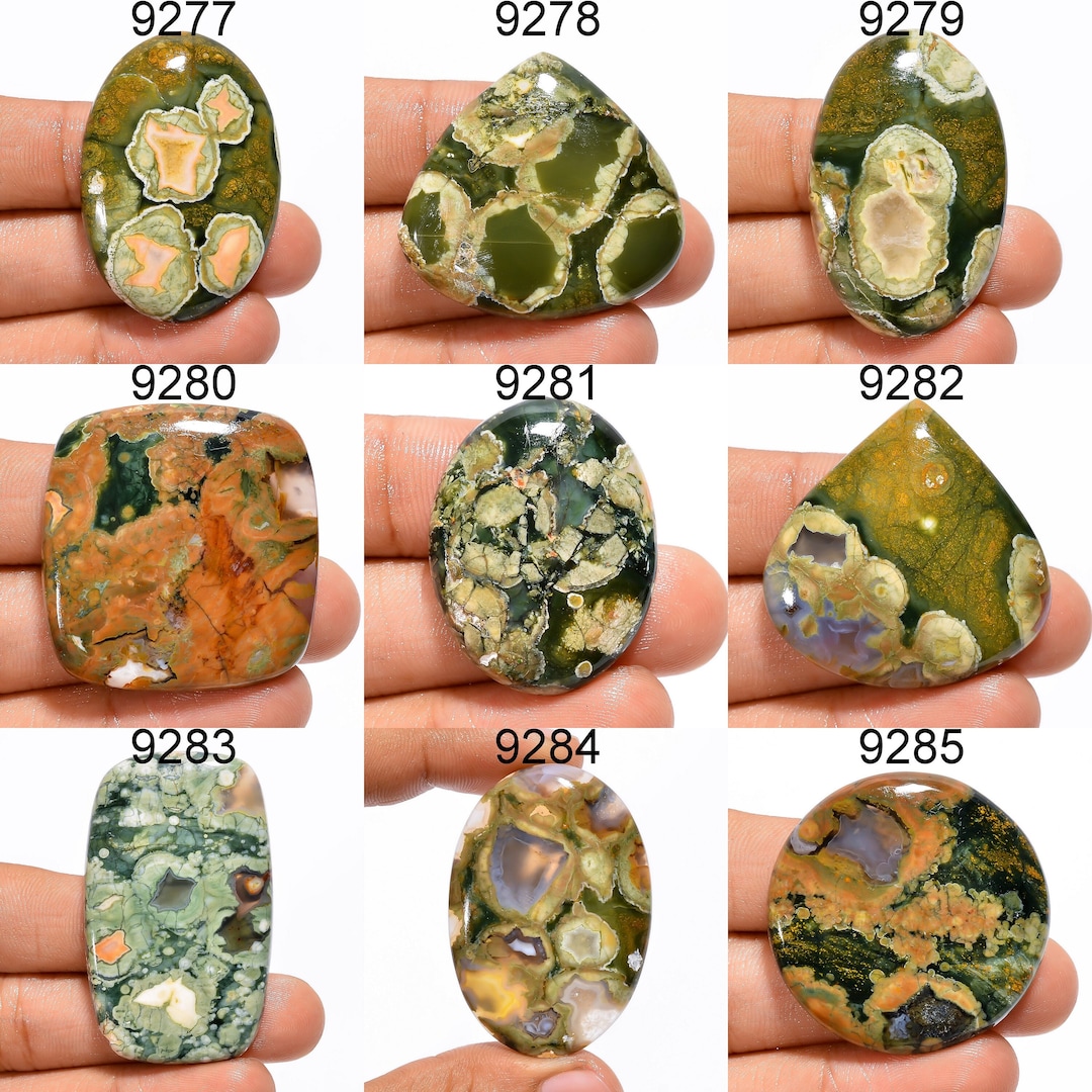 Natural Rhyolite Gemstone, Mix Shape Green Rhyolite Cabochon, Loose ...
