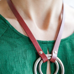 Double O-ring Neckless, Natural Leather, Stainles Steel O-ring - Etsy