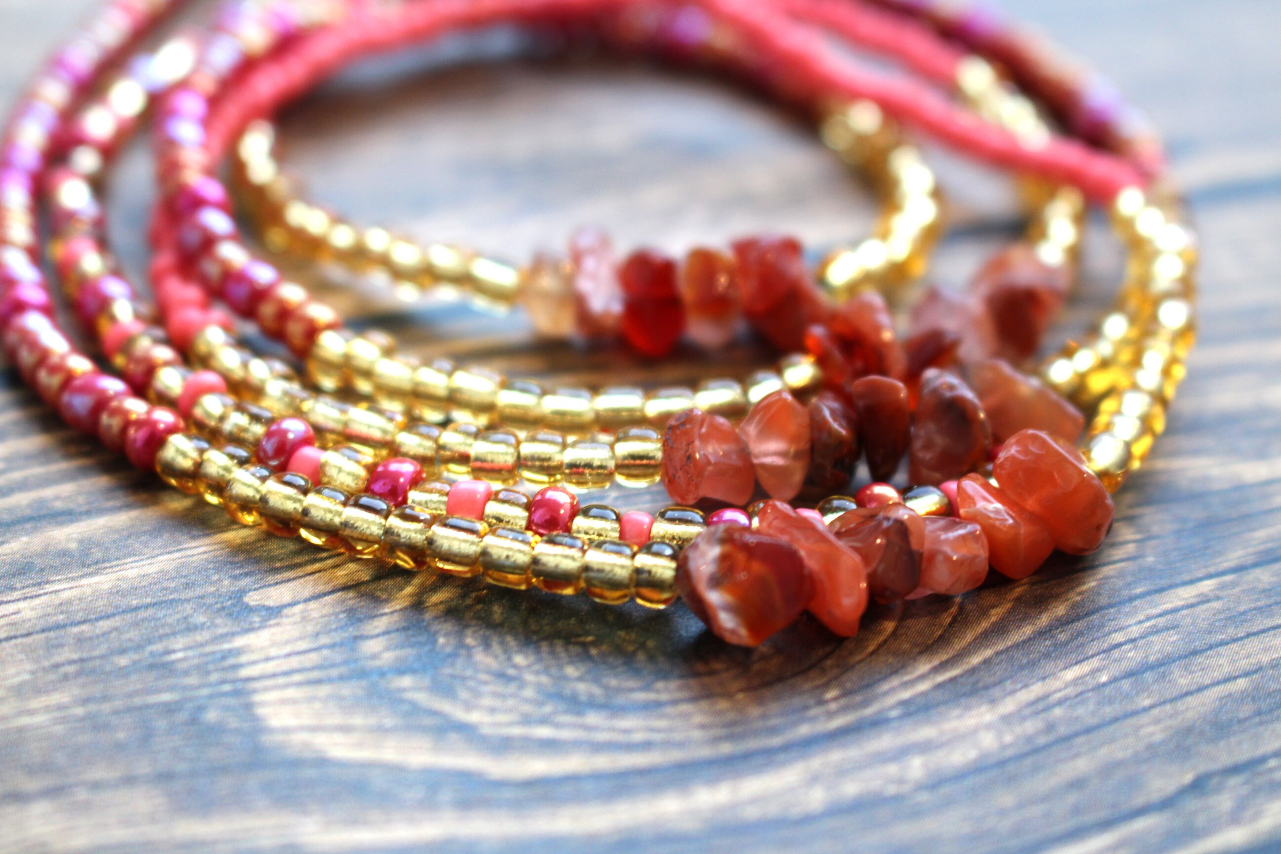 Pink and Red Agate African Waist Beads - Etsy
