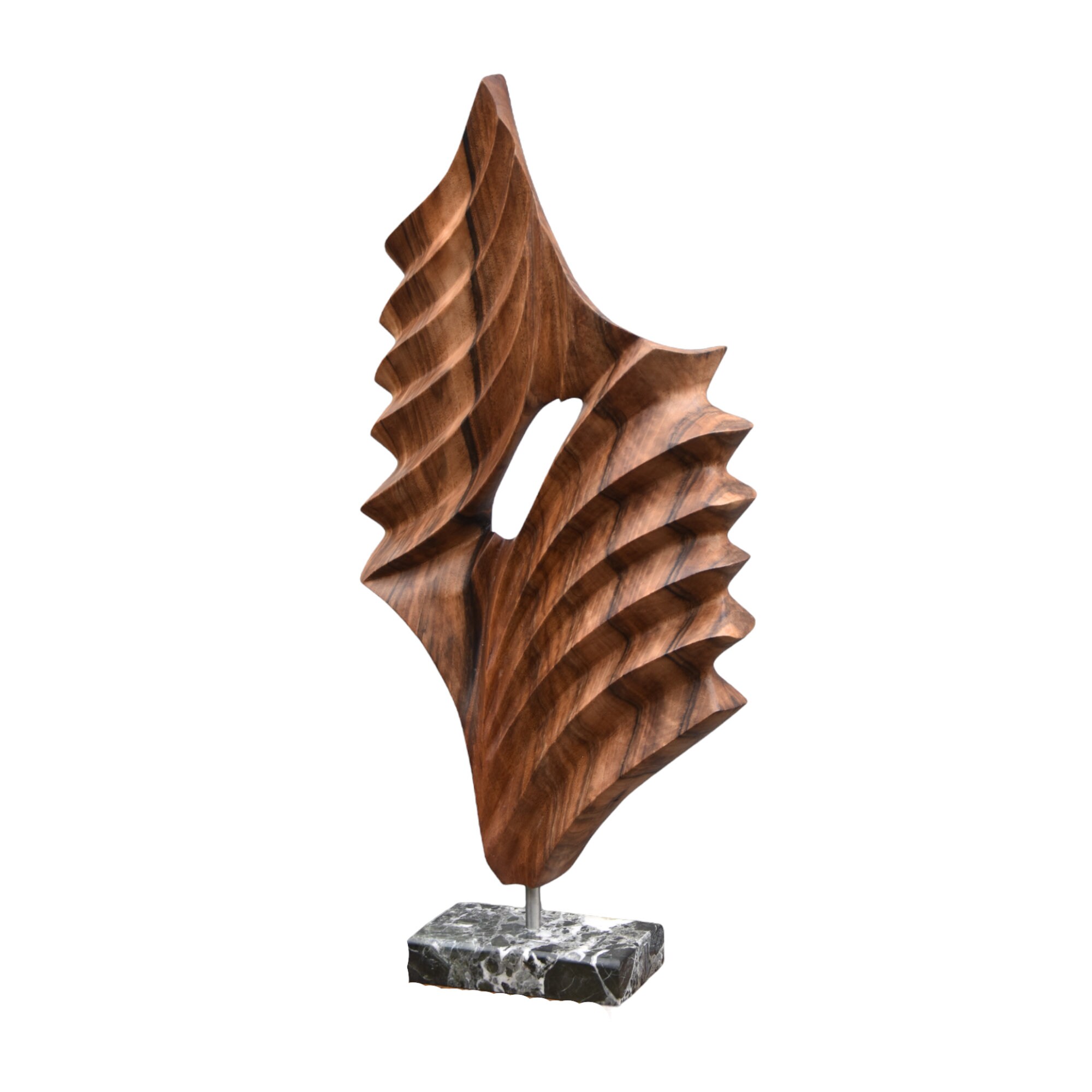 Unique Handmade Walnut Wood Sculpture on Natural Marble Base - Etsy
