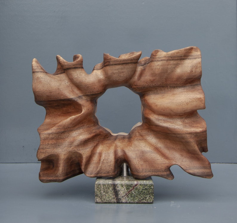 One-of-a-kind Handcrafted Walnut Wood Abstract Sculpture Office Decor ...