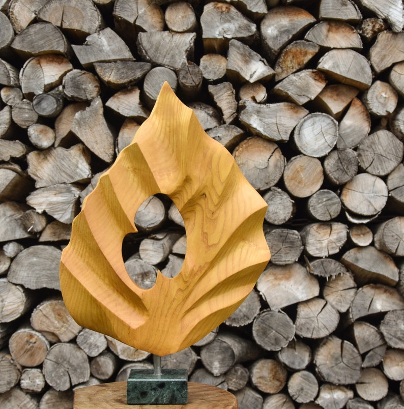 Handcrafted Wood Sculpture, Unique Housewarming Gift, Modern Wood ...