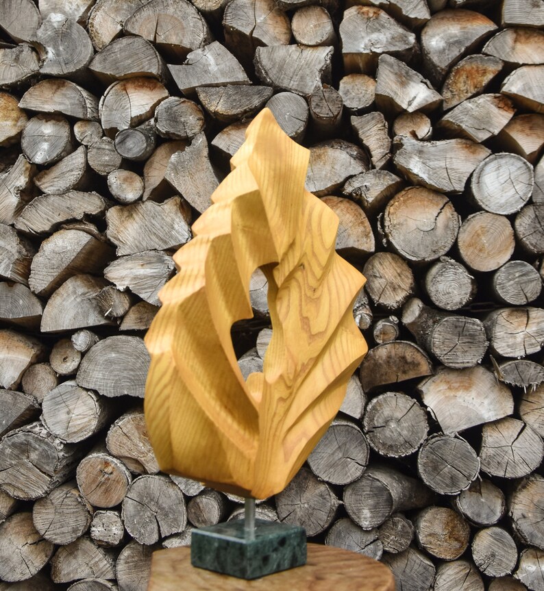 Handcrafted Wood Sculpture, Unique Housewarming Gift, Modern Wood ...