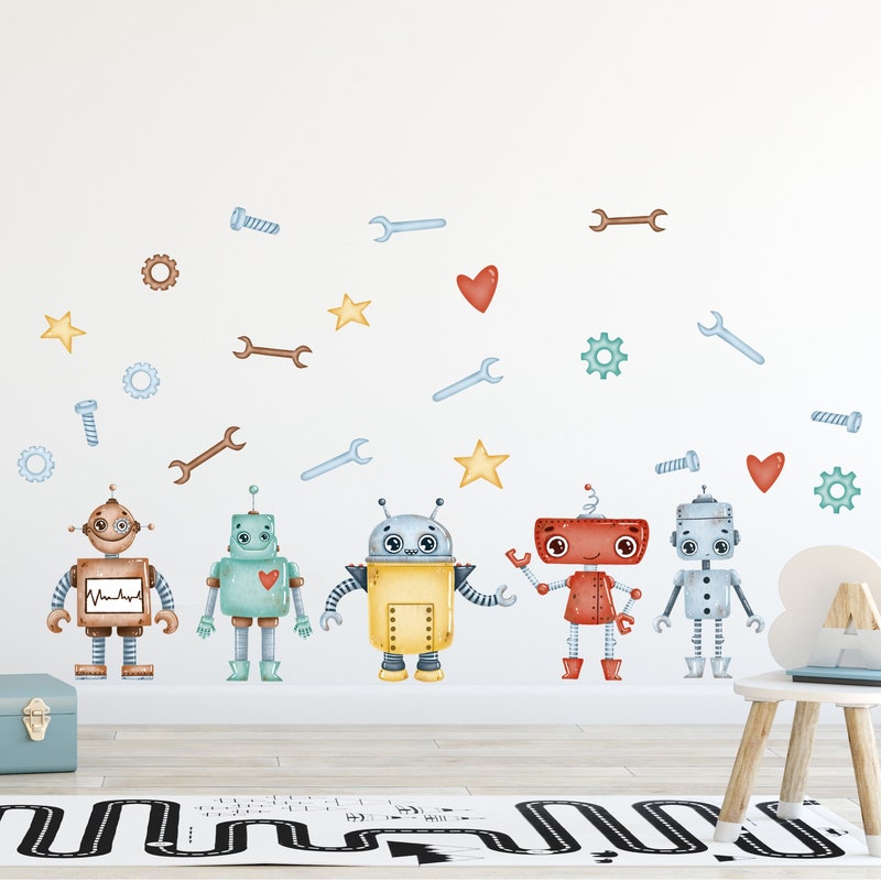 Robot Wall Decal - Etsy