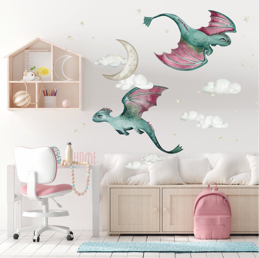 Dragon Wall Decals, Dragon Wall Paper Vor Kids and Baby, Funny Dragon ...