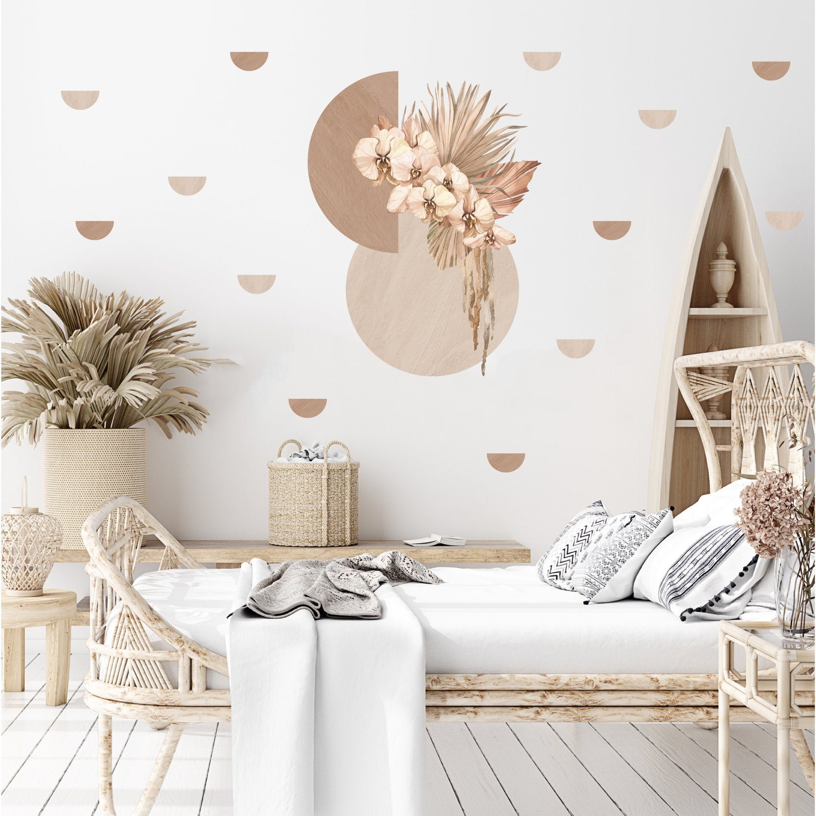 Boho Leaves Wall Decals Wall Decal Sticker Watercolor Wall - Etsy