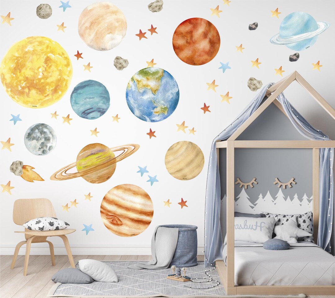 Solar System Wall Stickers Space Planets Earth Sun Moon Asteroids ...