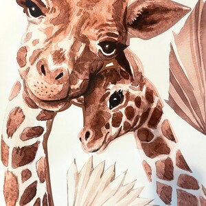 Wall Sticker Giraffe Family Boho, Toddler Watercolor Room Decoration ...