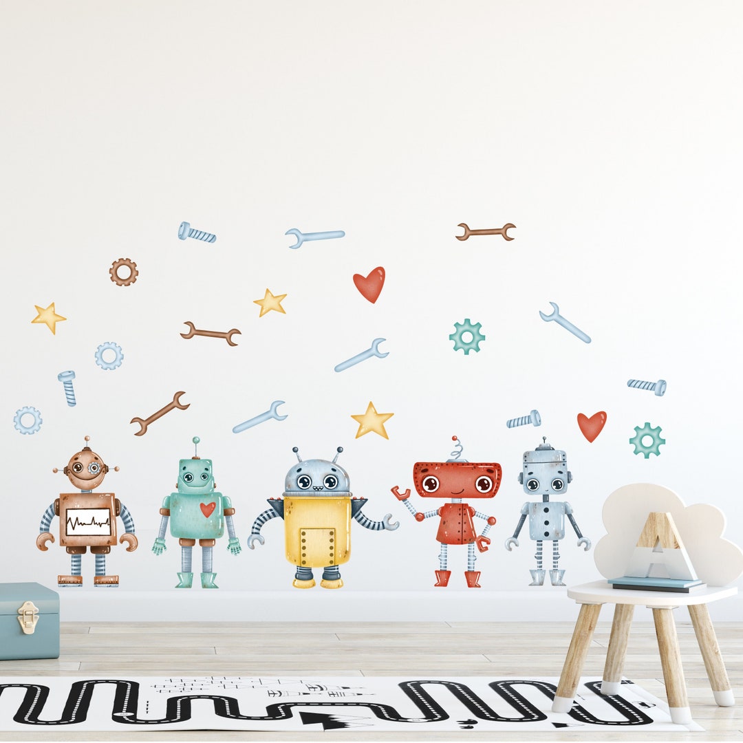 Wall Sticker Robots for Children's Rooms, Gift for Boys, Colorful ...