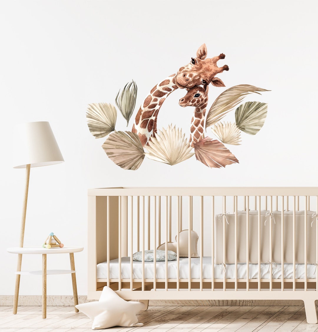 Wall Sticker Giraffe Family Boho, Toddler Watercolor Room Decoration ...