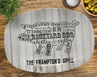 BBQ Grilling Plate Personalized Platter Custom Barbecue - Etsy