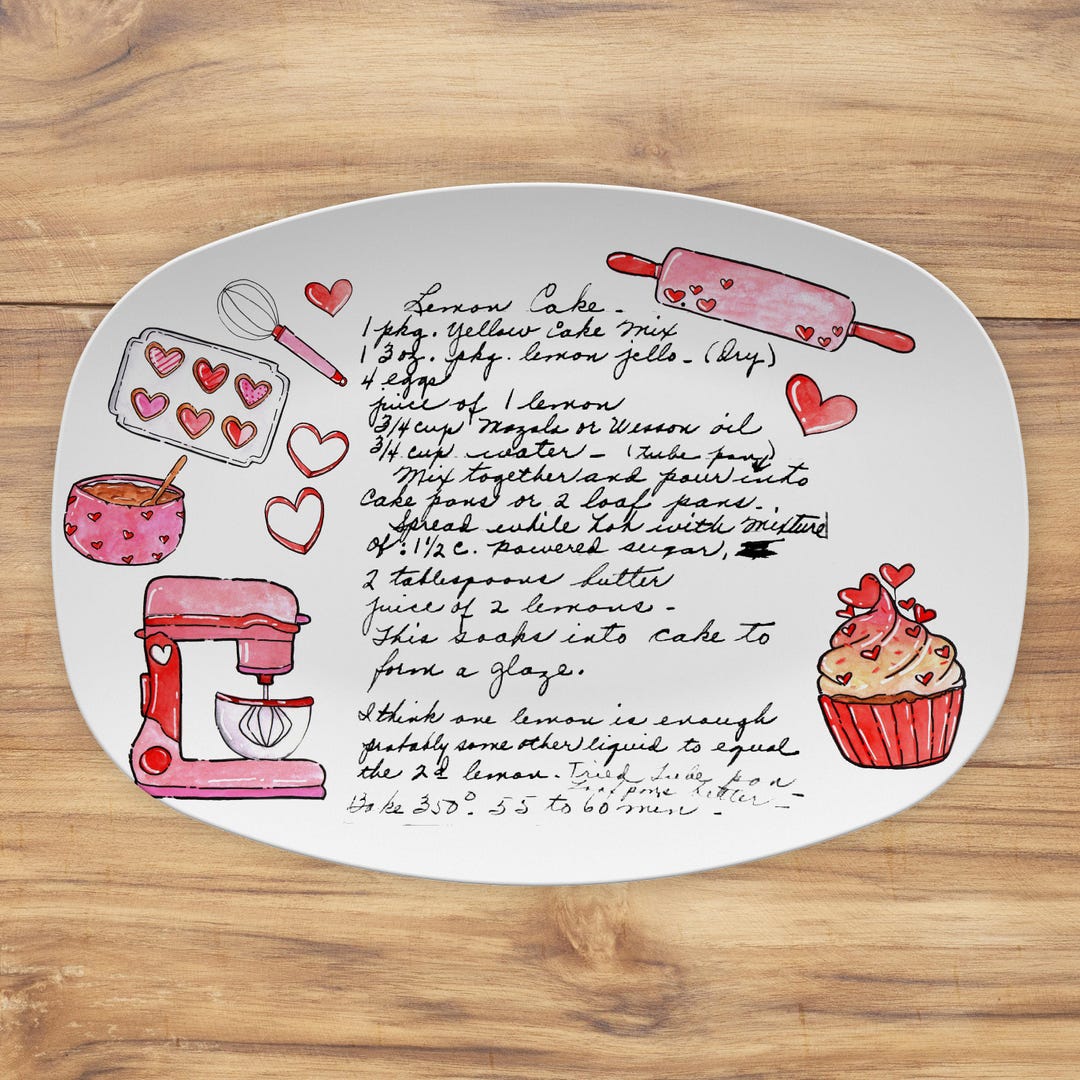 Valentine Handwritten Recipe Personalized Platter, Custom Handwriting ...