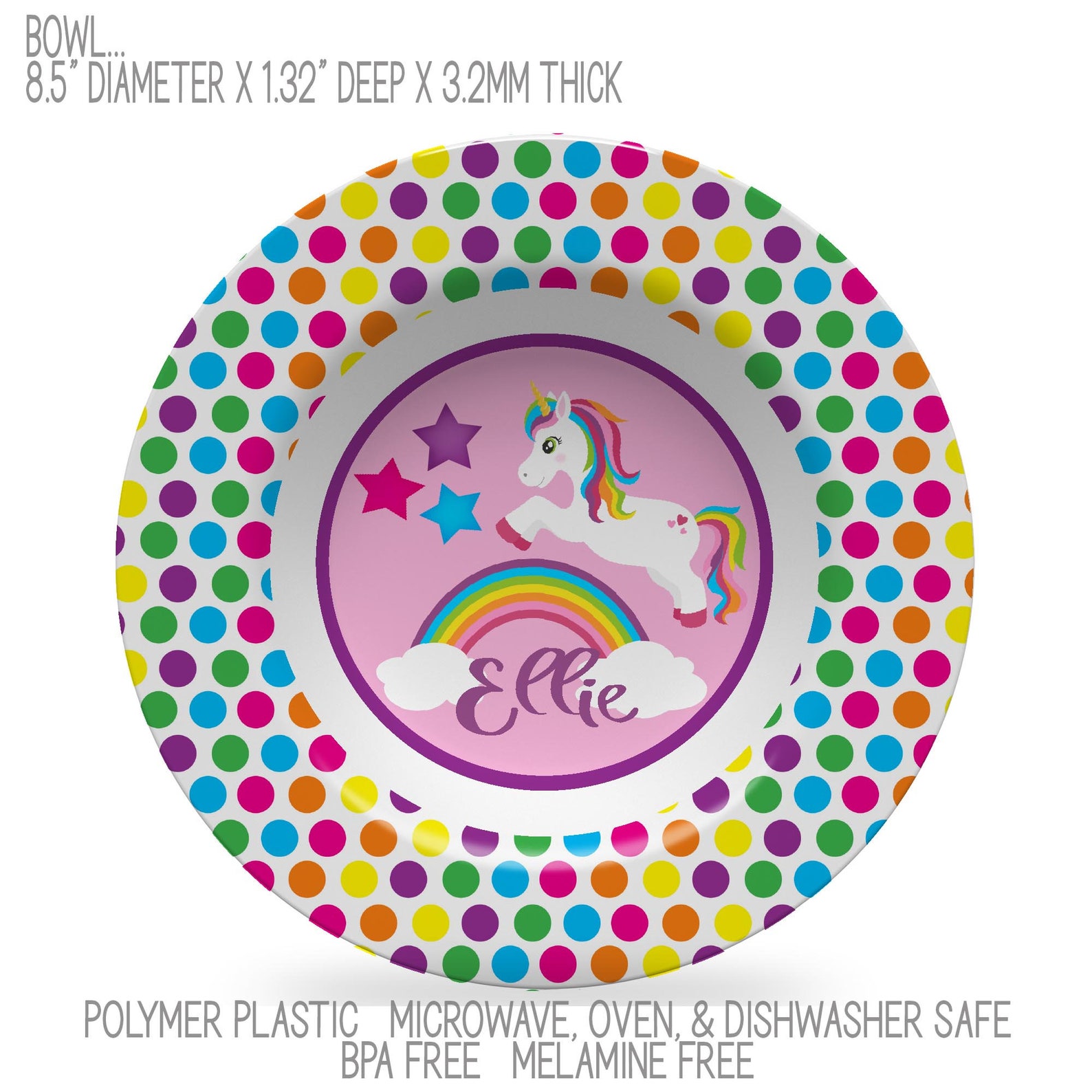 Unicorn and Rainbow Personalized Plate 10 Polymer Kids - Etsy