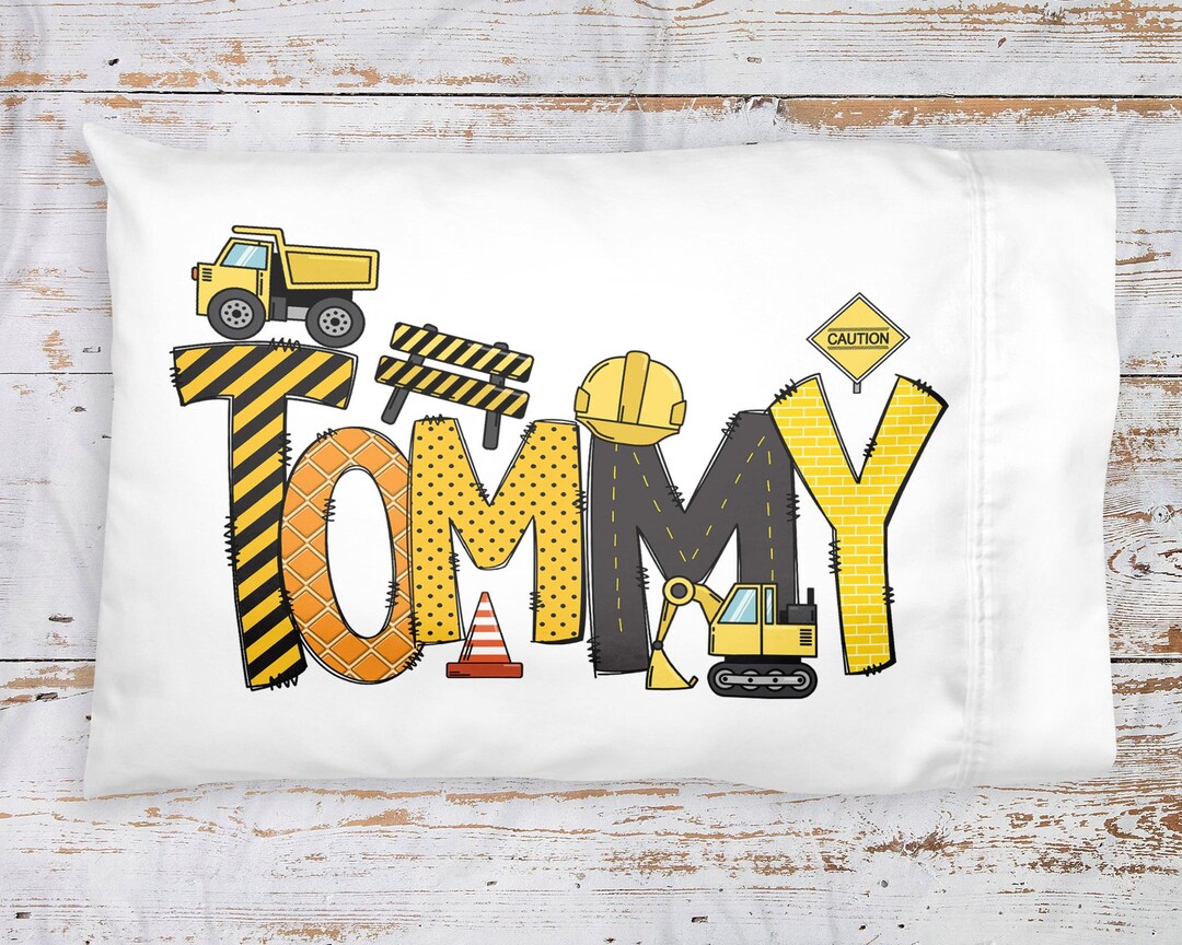 Construction Diggers Personalized Kids Pillowcase, Choice of Standard ...