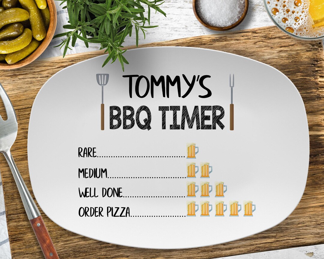 Barbecue Personalized Platter, BBQ Timer Platter, Custom Barbeque Grill ...
